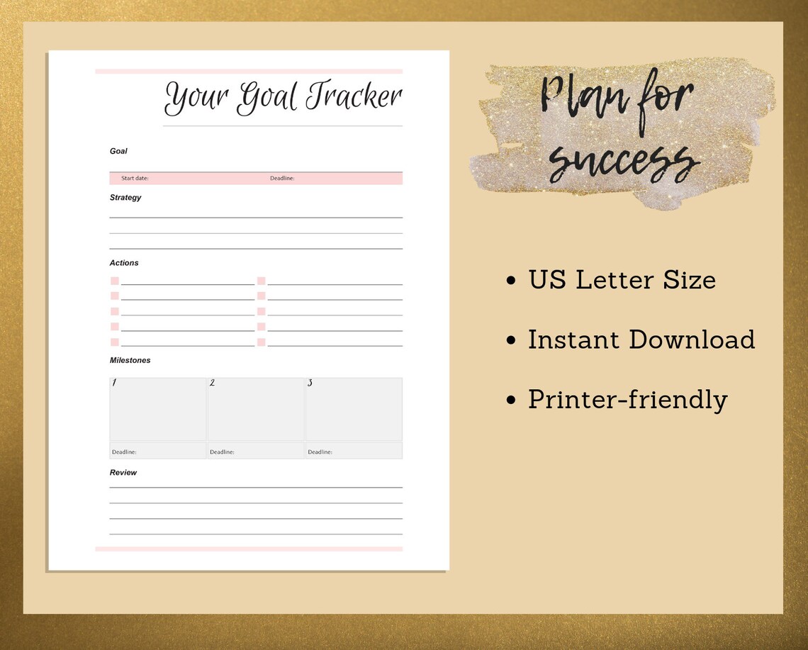Your Goal Tracker | Vision Board Printable | Goal Setting Printable ...