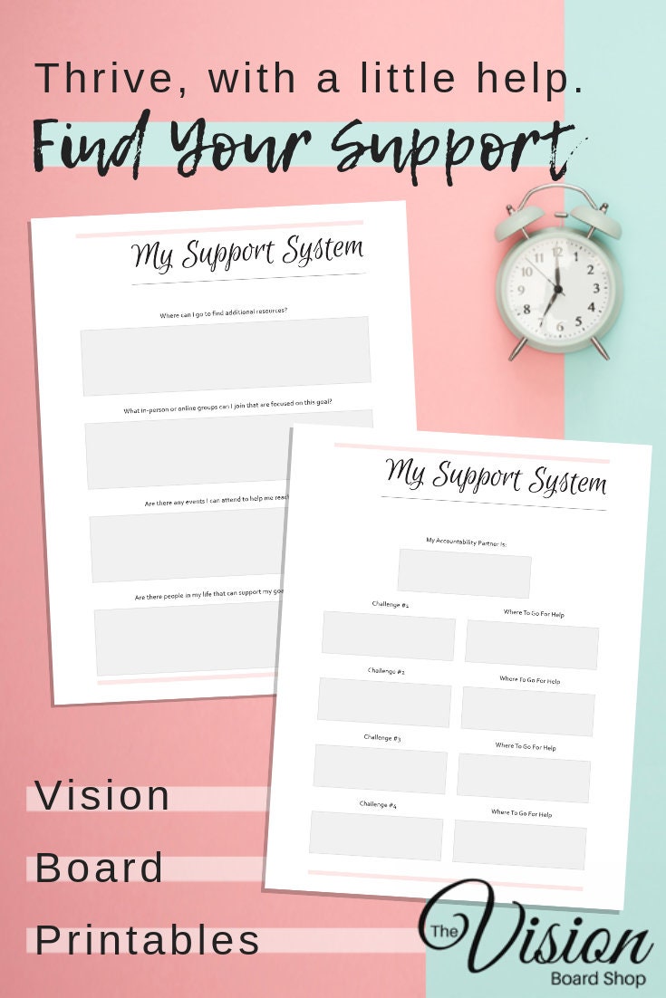 Support System Printables | Vision Board Activity | Self Help Journal ...