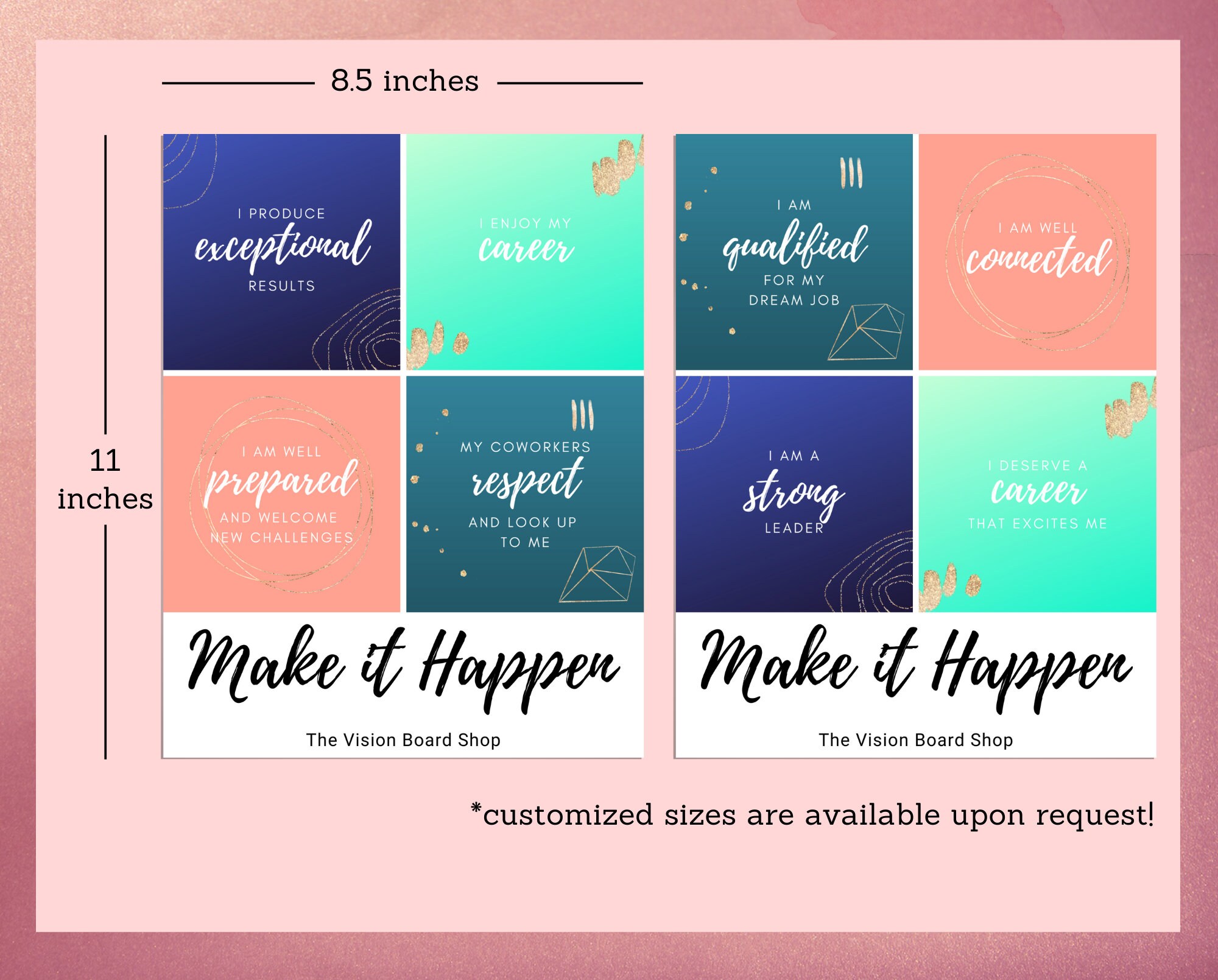 Vision Board Career Affirmation Cards | Goal Cards | Vision Board ...