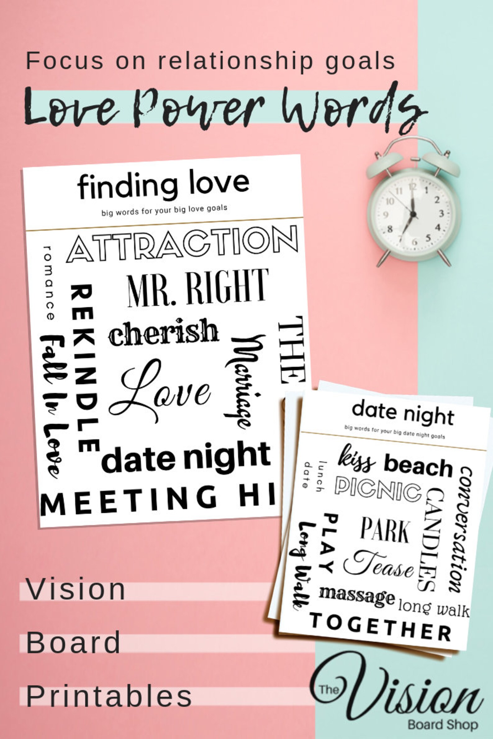 Vision Board Printables | Love Power Words | Affirmation for Love ...