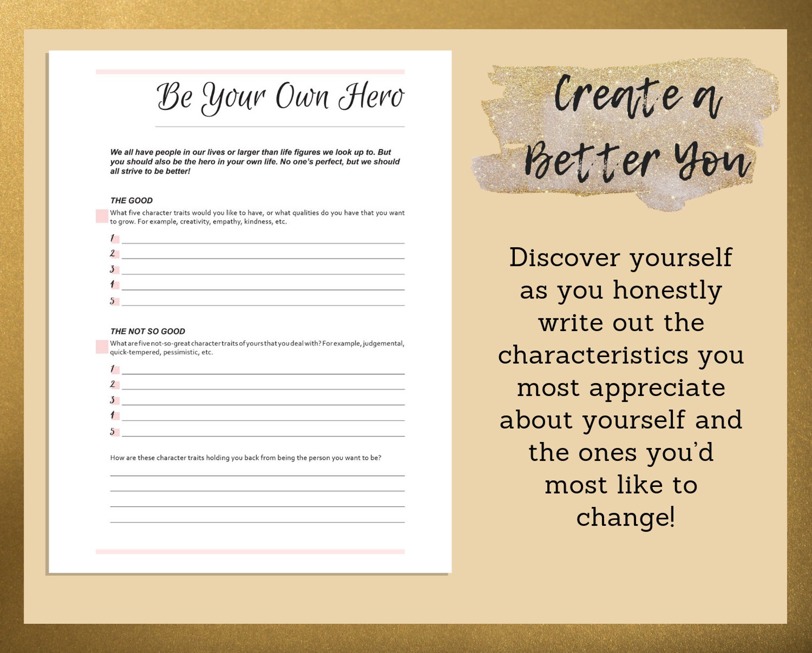 Vision Board Printables | Be Your Hero | Vision Board Exercise | Goal ...