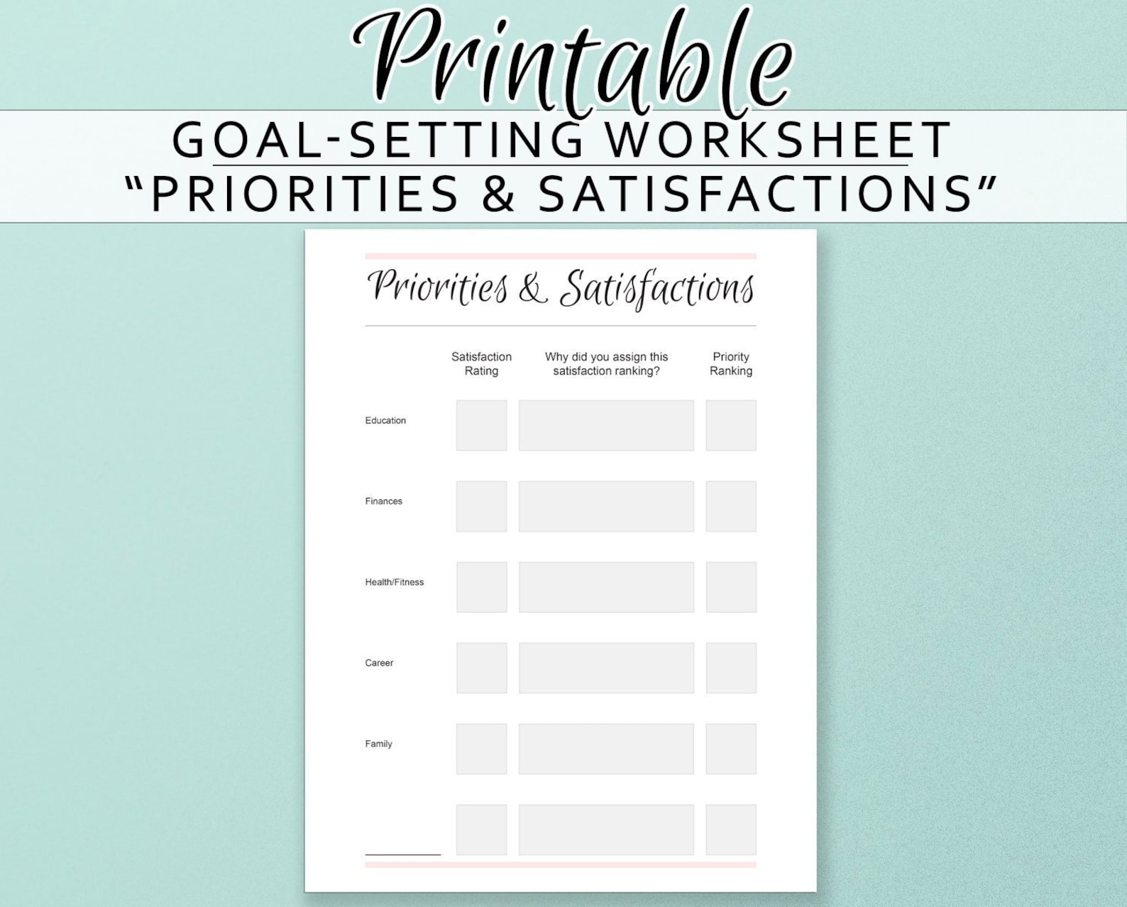 Priorities Worksheet | Goal Setting | Self Help Printables | Priorities ...
