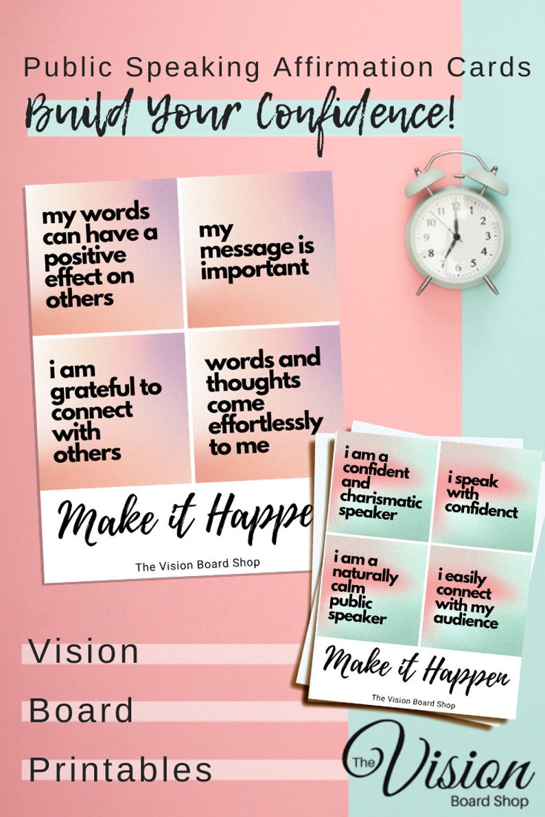 Public Speaking Affirmation Cards | Goal Cards | Vision Board ...