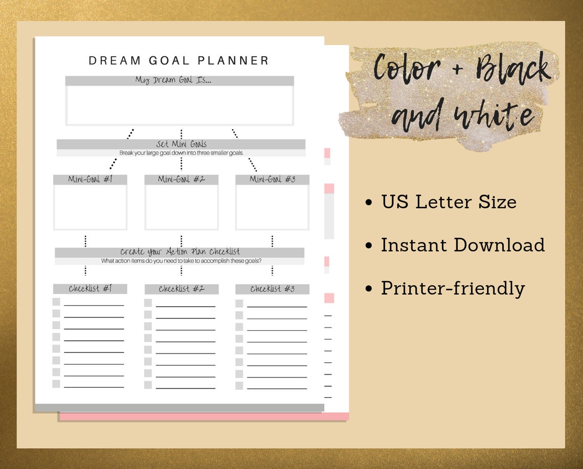 Dream Goal Planner Printable Goal Setting Printable PDF - Etsy