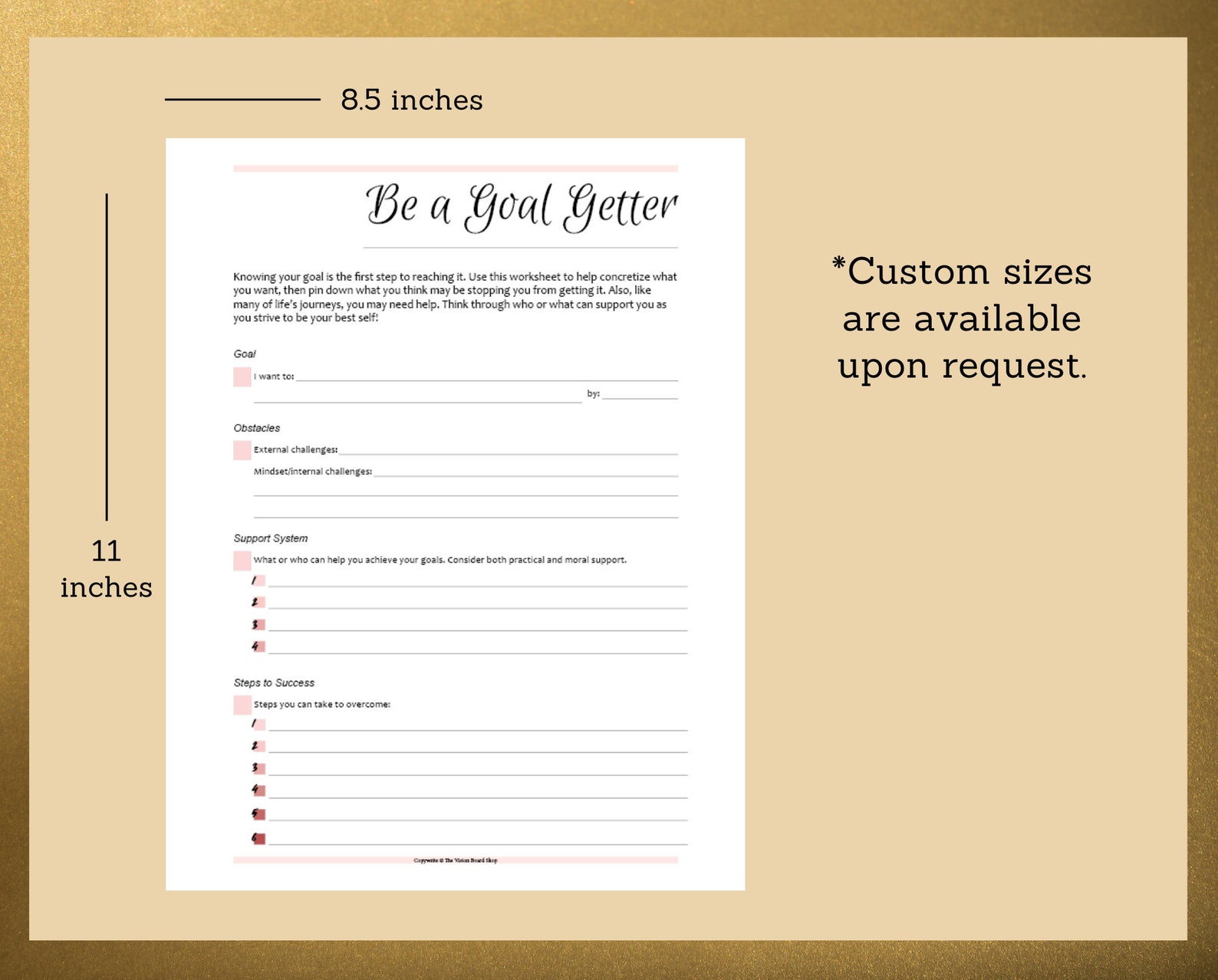 Be a Goal Getter | Vision Board Printable | Goal Setting Printable ...