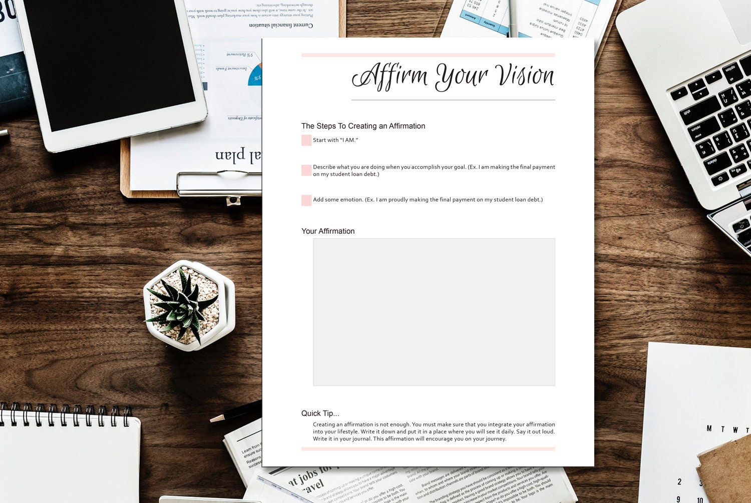 Create an Affirmation Self Discovery Self Help Printables Daily ...