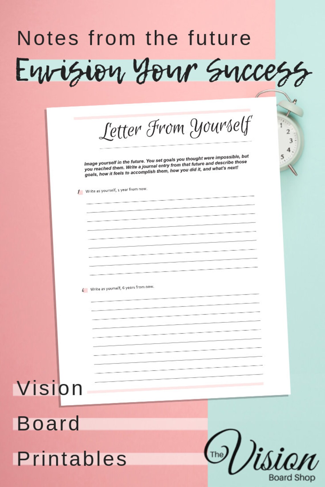 Vision Board Printable | Letter From Yourself | Goal Setting | Vision ...