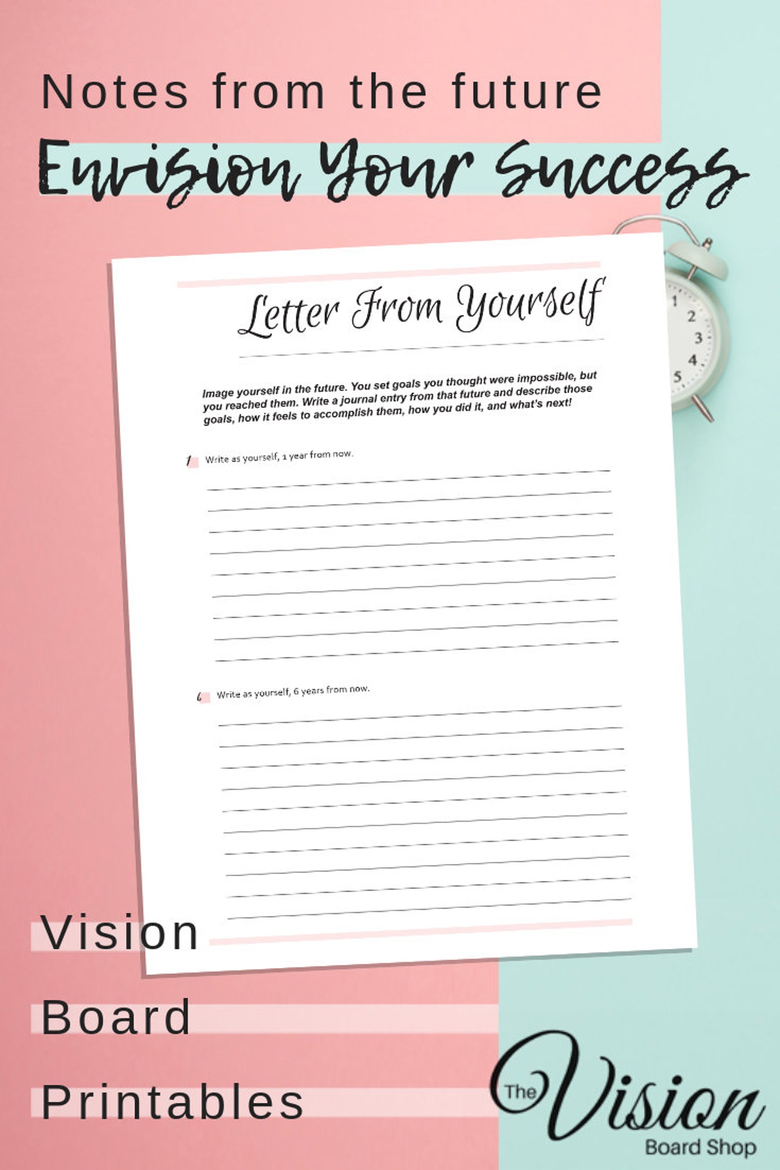 Vision Board Printable | Letter From Yourself | Goal Setting | Vision ...