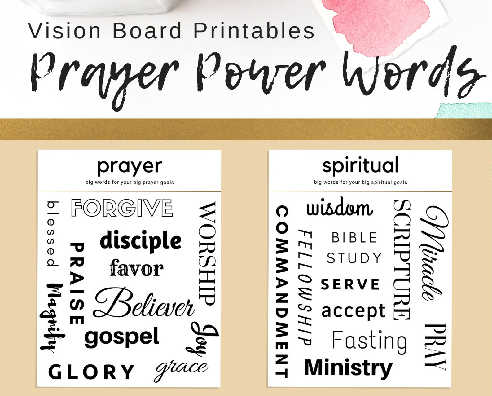 Prayer Vision Board Printables | Spiritual Words | Vision Board Words ...