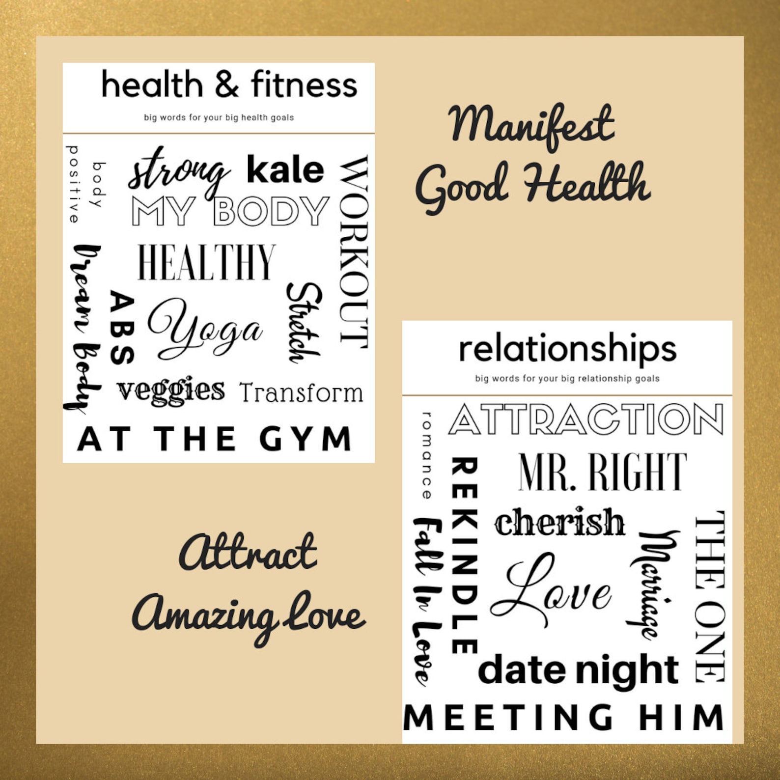 Vision Board Printables | Power Words | Affirmation Cards | Vision ...