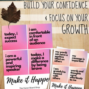 Public Speaking Affirmation Cards | Goal Cards | Vision Board ...