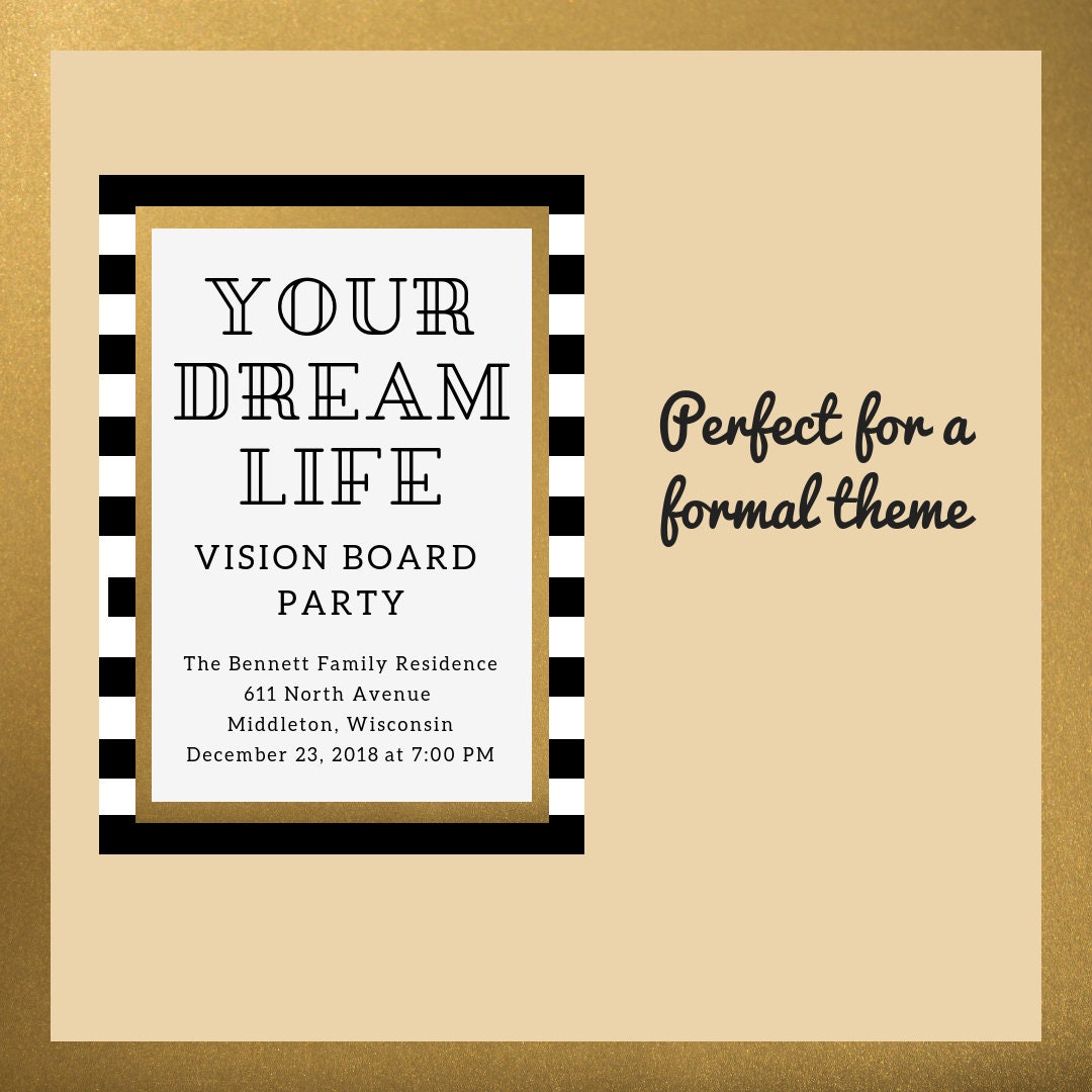 Vision Board Party Invitations | Canva Invitations | Goal Setting Party ...