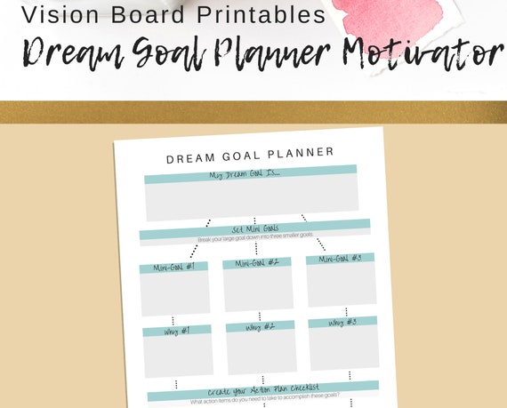 Dream Goal Planner Printable Motivation Goal Setting - Etsy