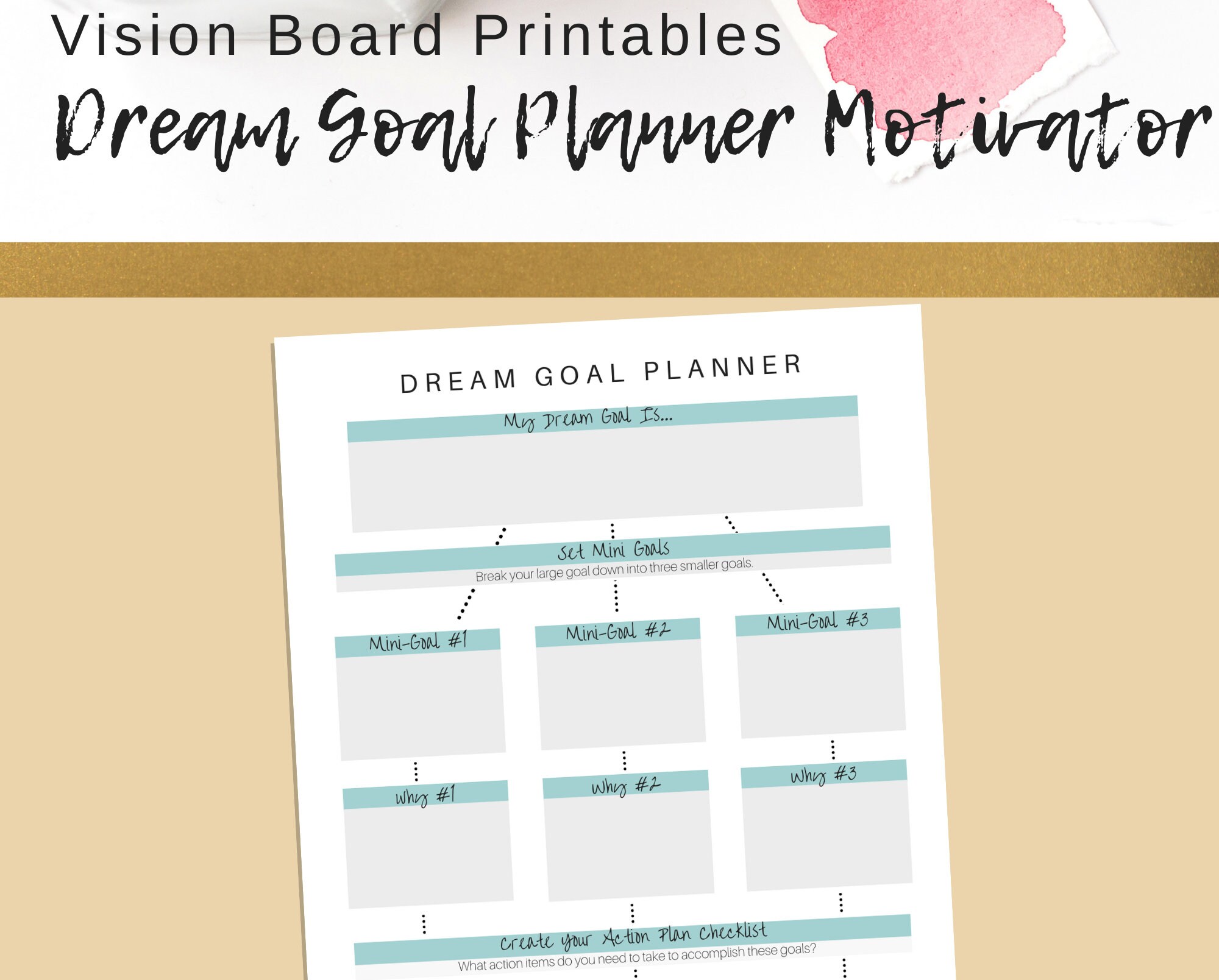 Dream Goal Planner Printable Motivation Goal Setting Printable PDF Goal ...