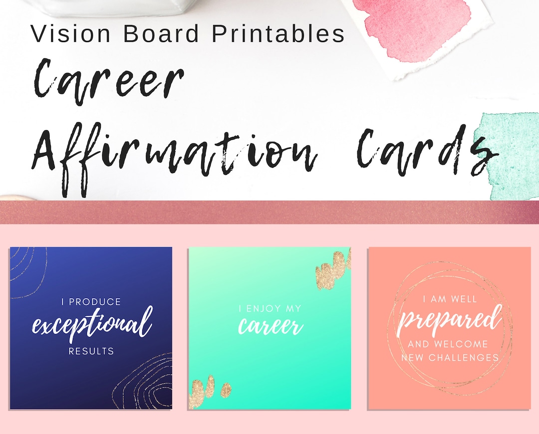 Vision Board Career Affirmation Cards | Goal Cards | Vision Board ...