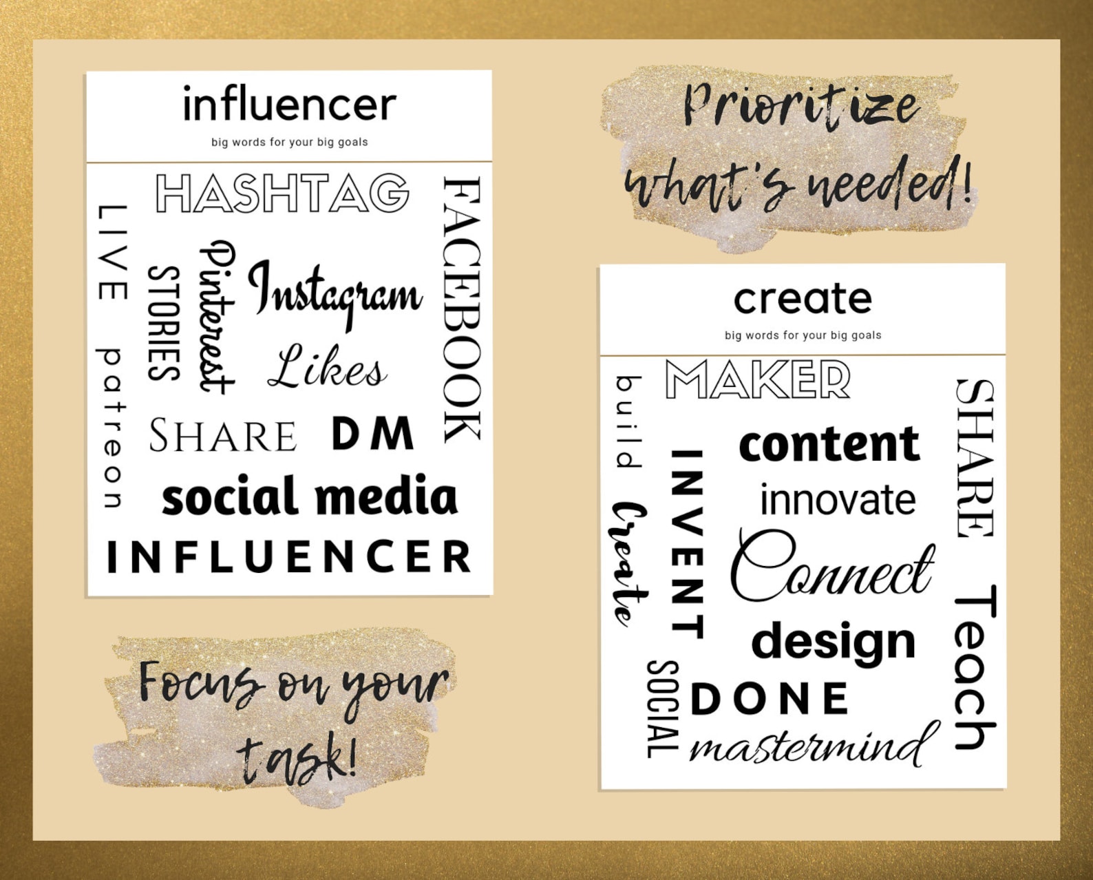 Vision Board Printables | Online Creators Power Words | Affirmation ...