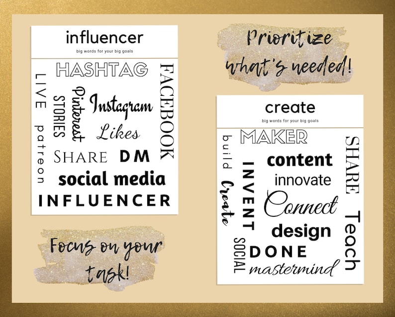 Vision Board Printables | Online Creators Power Words | Affirmation ...