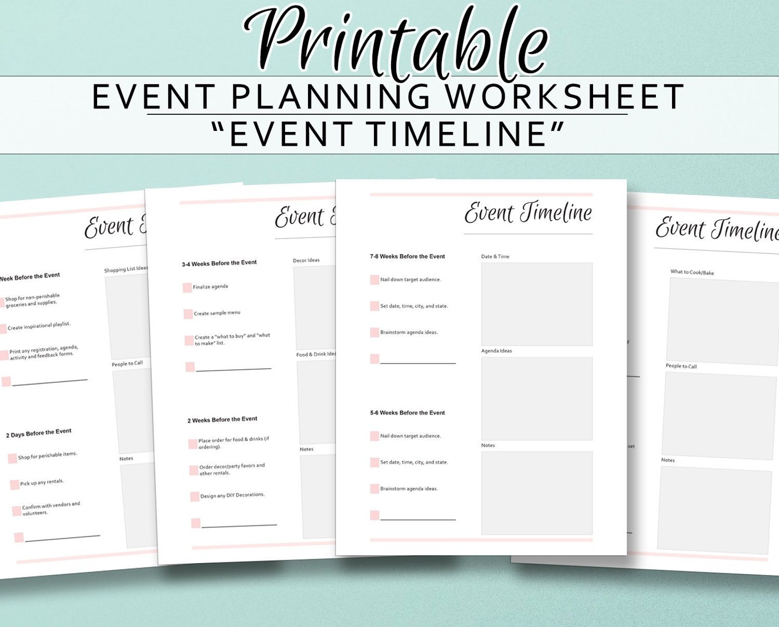 Event Timeline Printables | Vision Board Activity | Self Help Journal ...