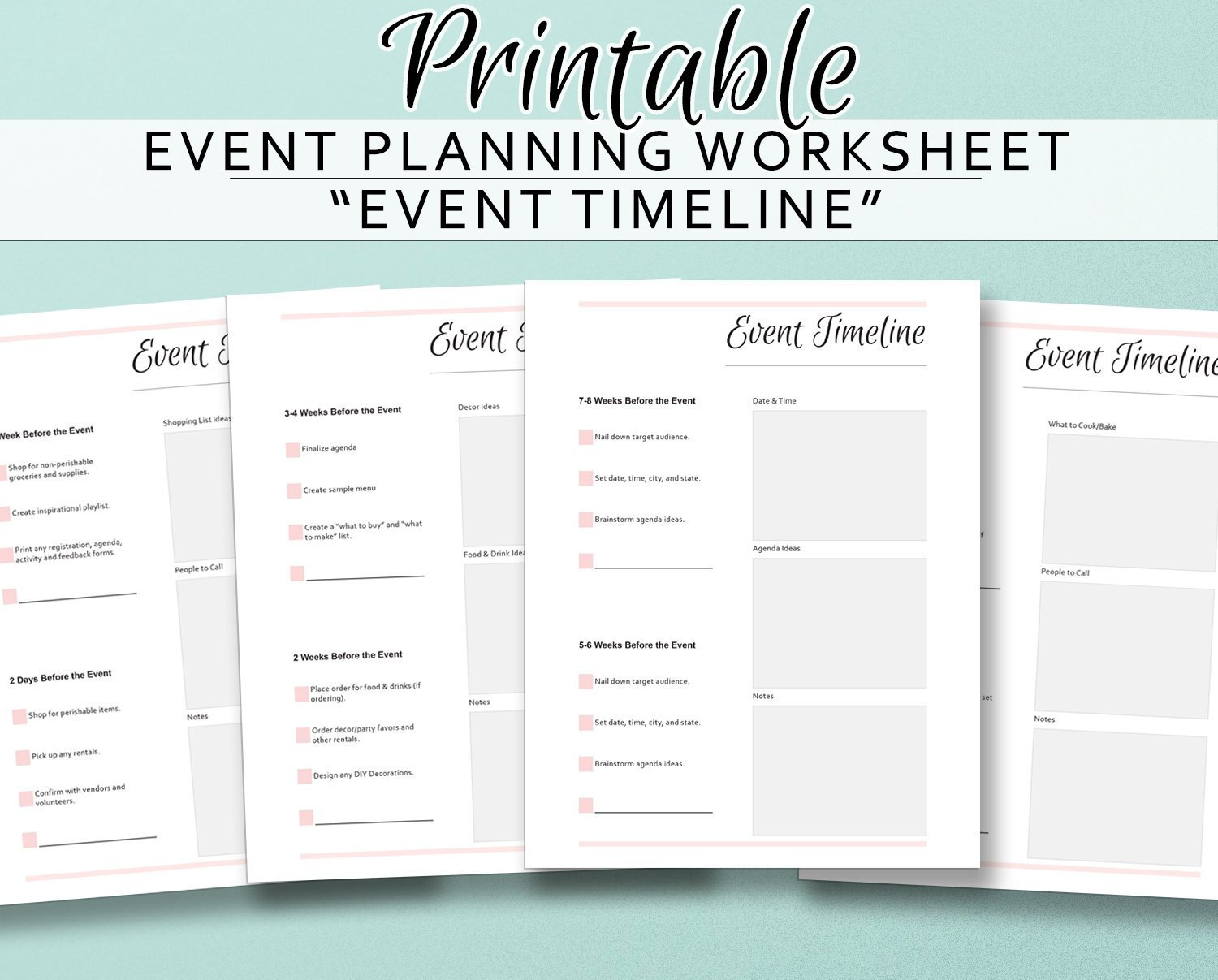 Event Timeline Printables | Vision Board Activity | Self Help Journal ...