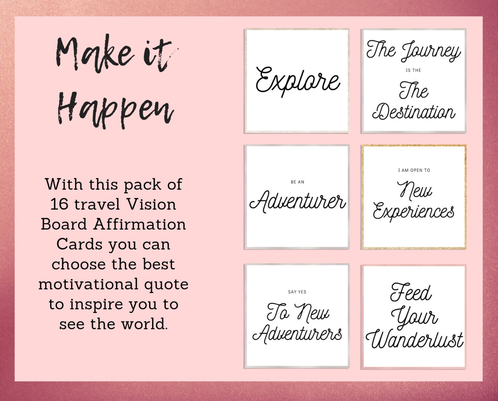 Vision Board Travel Affirmation Cards | Goal Cards | Vision Board ...