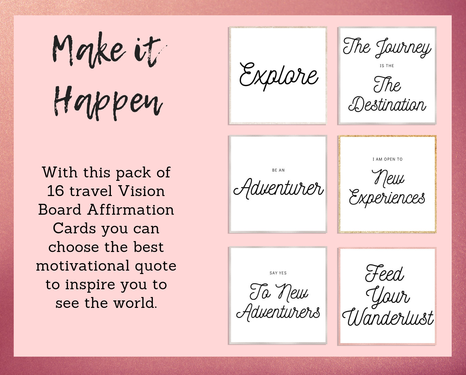 Vision Board Travel Affirmation Cards | Goal Cards | Vision Board ...