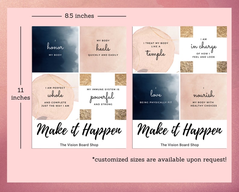 Vision Board Health Affirmation Cards | Goal Cards | Vision Board ...