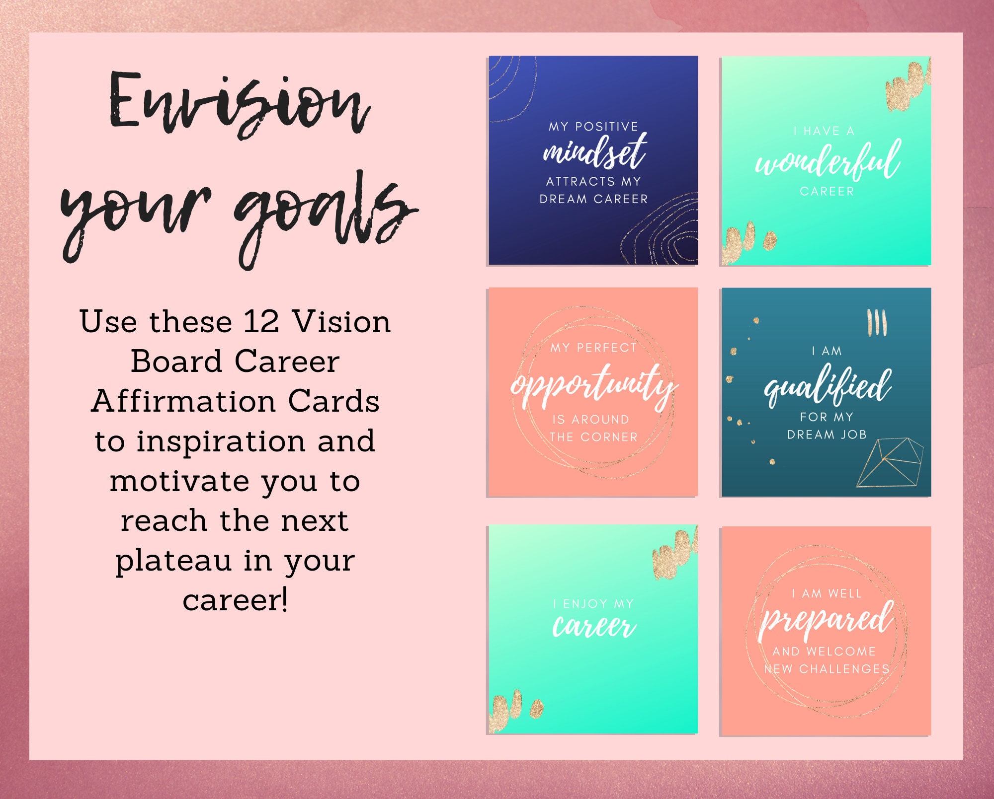 Vision Board Career Affirmation Cards | Goal Cards | Vision Board ...