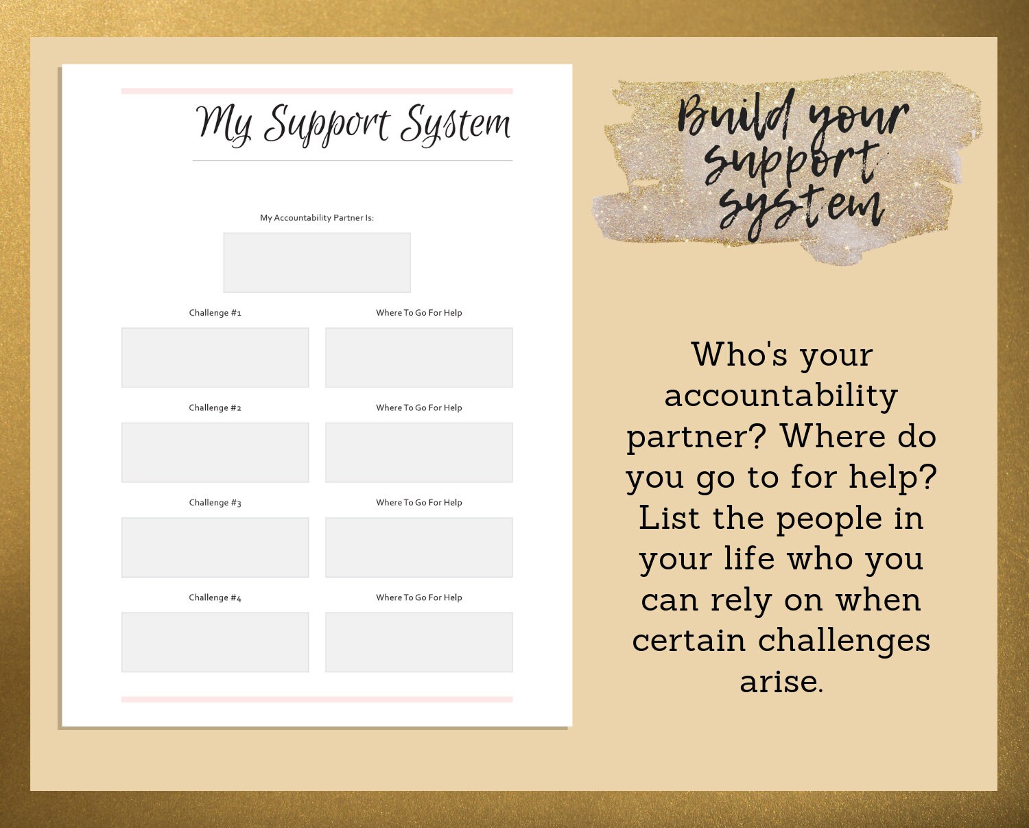 Support System Printables | Vision Board Activity | Self Help Journal ...