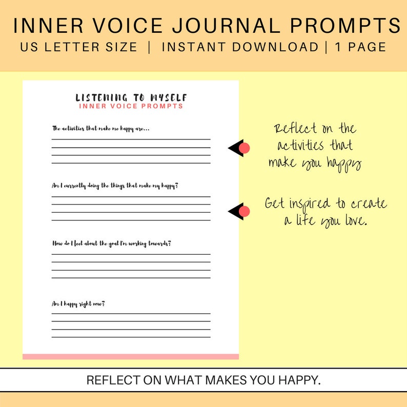 Inner Voice Journal Prompts | Life Reflection Journal | Goals Journal ...