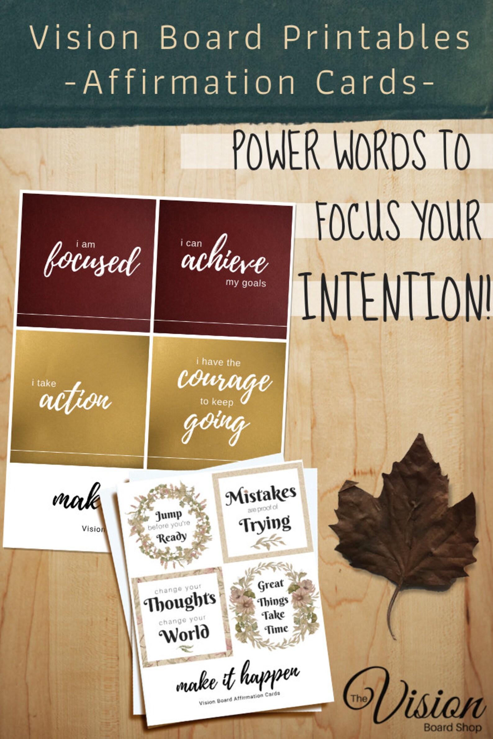 Vision Board Affirmation Cards Goal Cards Vision Board Printables ...