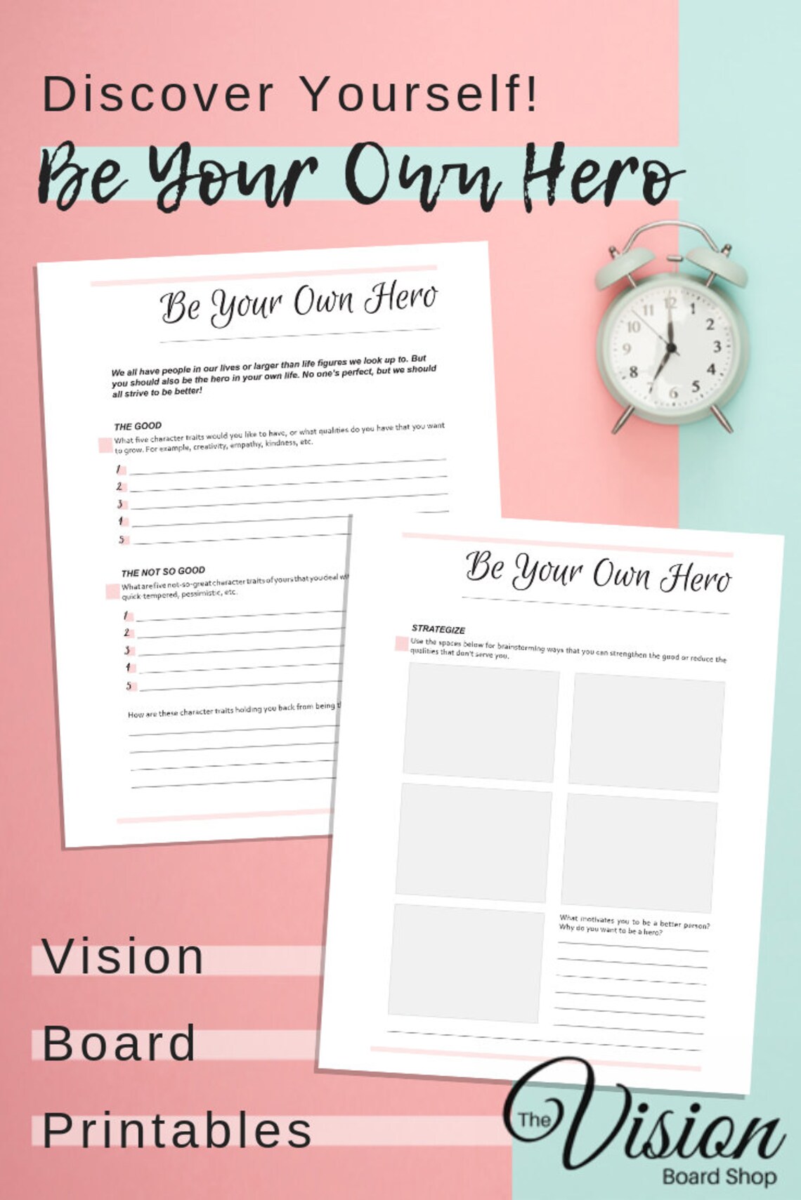 Vision Board Printables | Be Your Hero | Vision Board Exercise | Goal ...