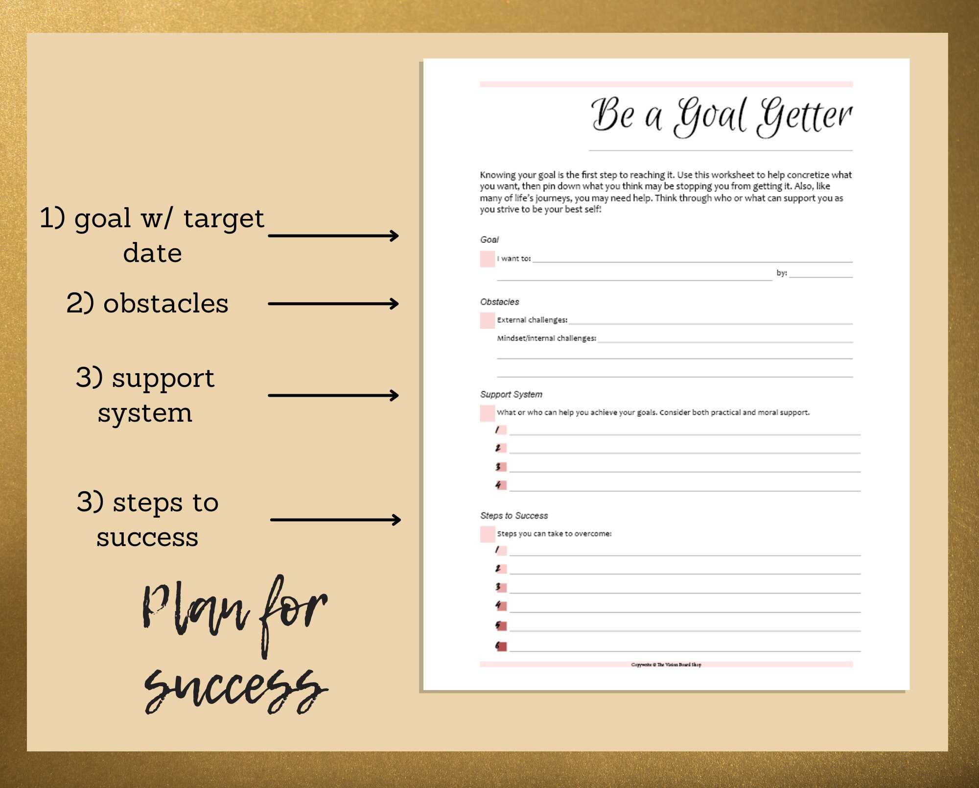 Be a Goal Getter Vision Board Printable Goal Setting Printable Goals ...