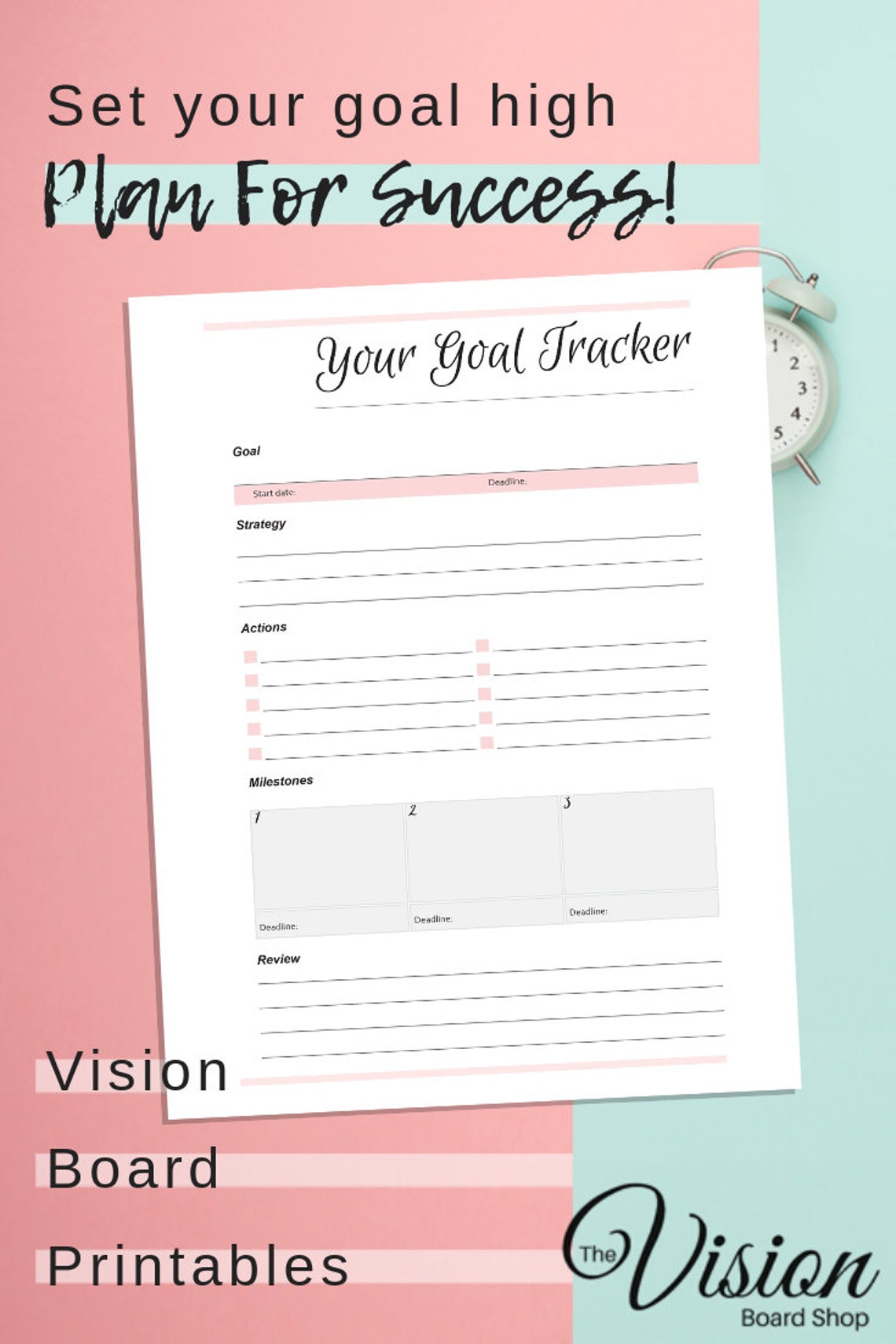 Your Goal Tracker | Vision Board Printable | Goal Setting Printable ...