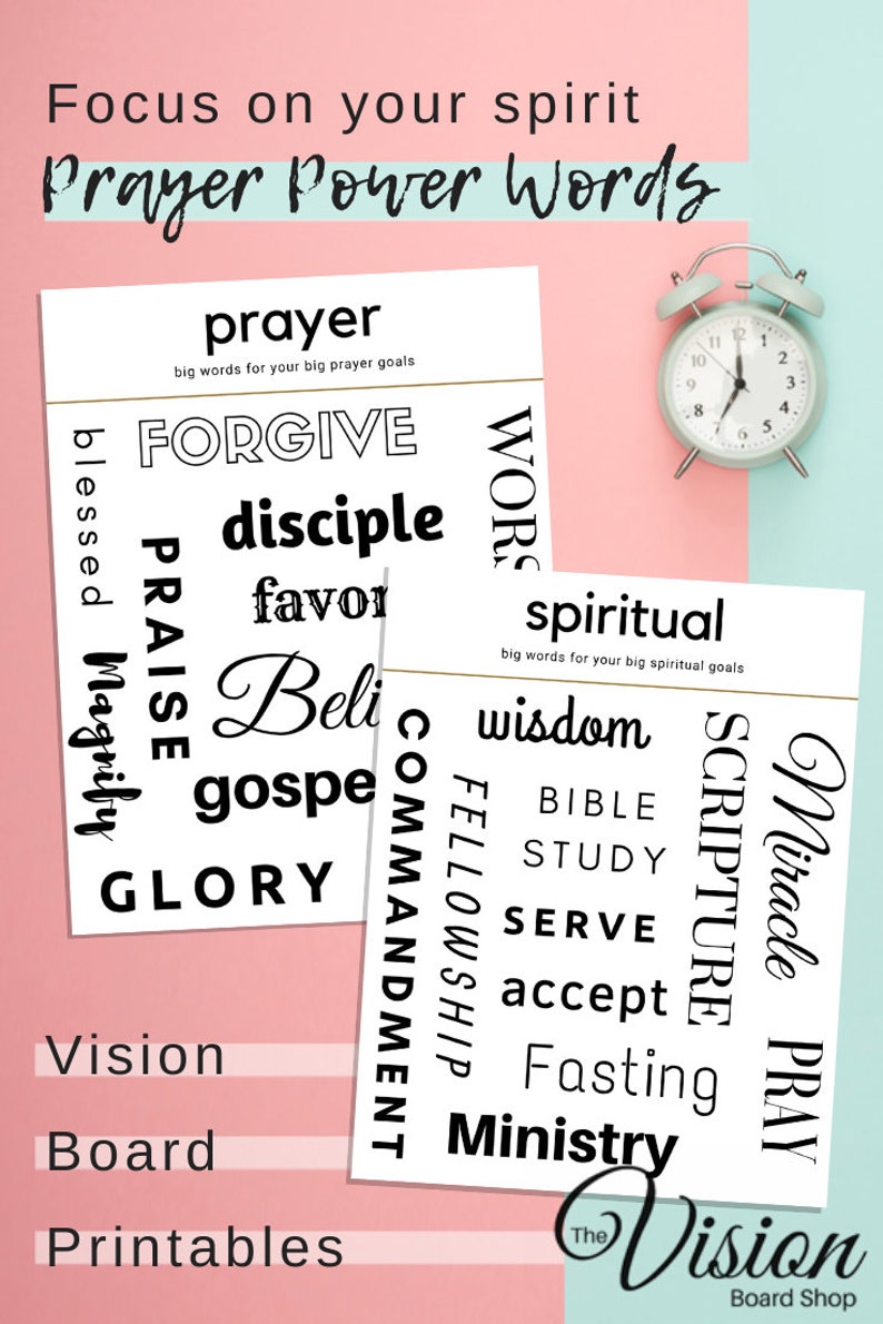 Prayer Vision Board Printables | Spiritual Words | Vision Board Words ...