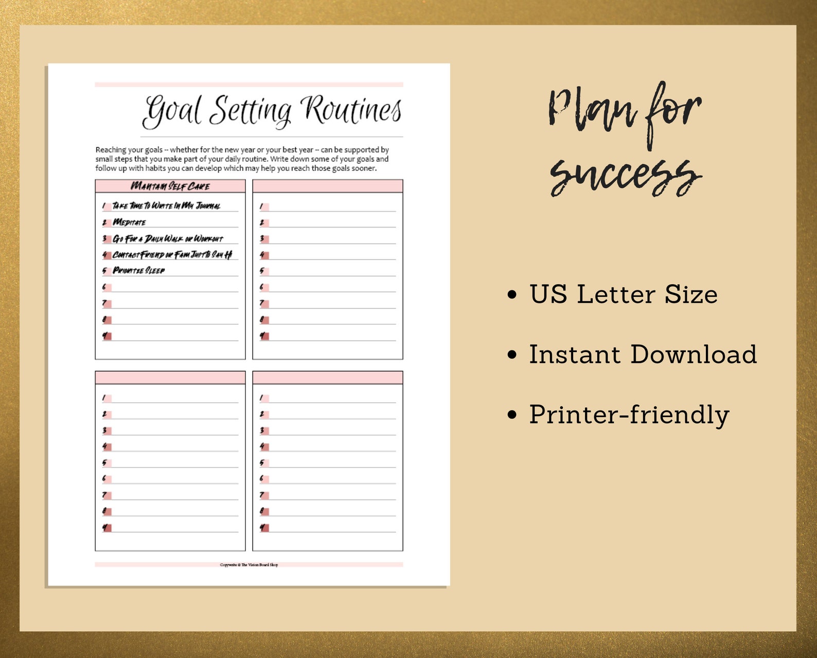 Goal Set Routines | Vision Board Printable | Goal Setting Printable ...