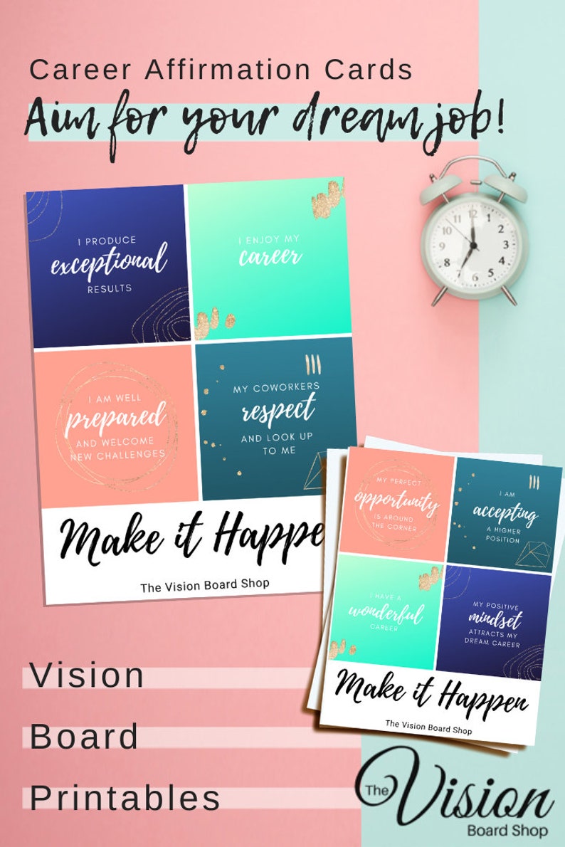 Vision Board Career Affirmation Cards | Goal Cards | Vision Board ...