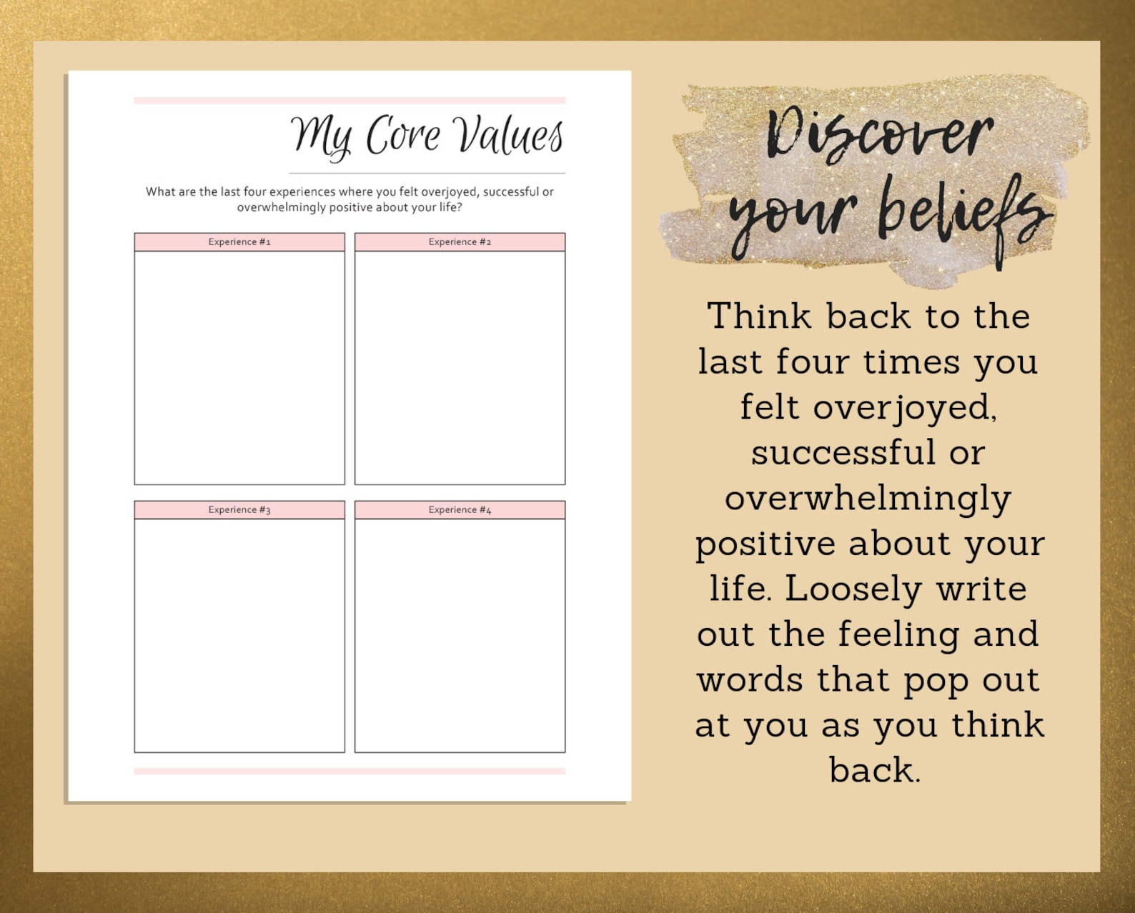 My Core Values Printables | Vision Board Activity | Self Help Journal ...