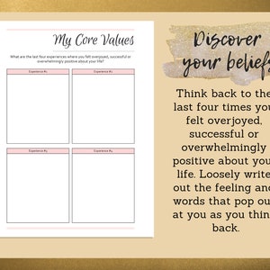My Core Values Printables | Vision Board Activity | Self Help Journal ...