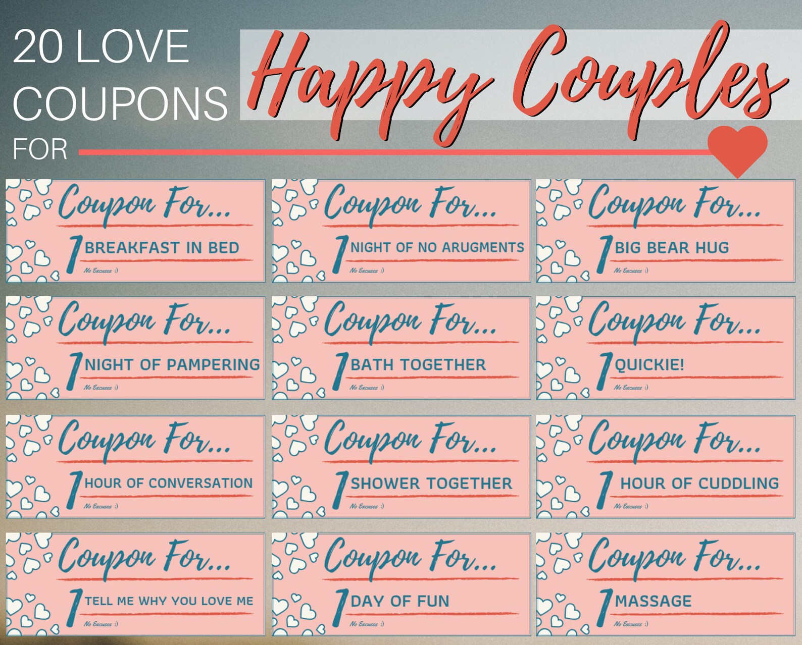 Happy Couple Love Coupons | Romance Printable | Love Vouchers | for ...