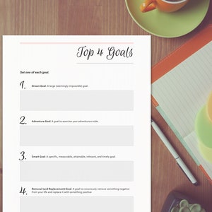Top 4 Goals Printables Vision Board Activity Self Help Journal Prompt ...