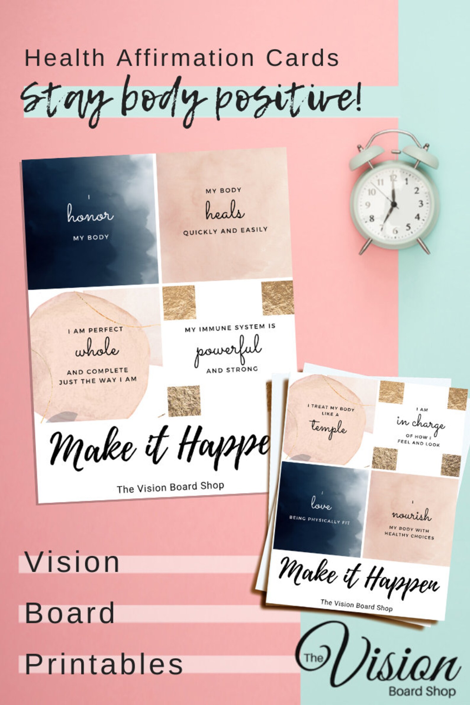 Vision Board Health Affirmation Cards | Goal Cards | Vision Board ...