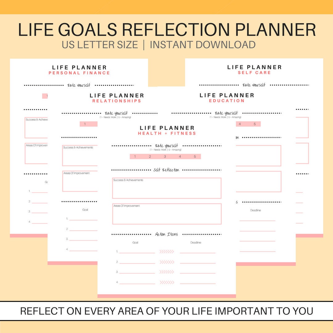 Life Goals Reflection Planner | Performance Review | Goals Review ...