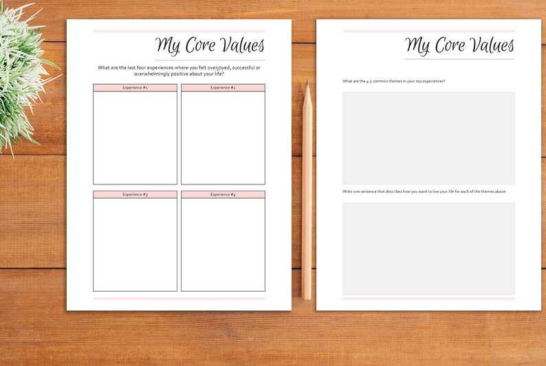 My Core Values Printables | Vision Board Activity | Self Help Journal ...
