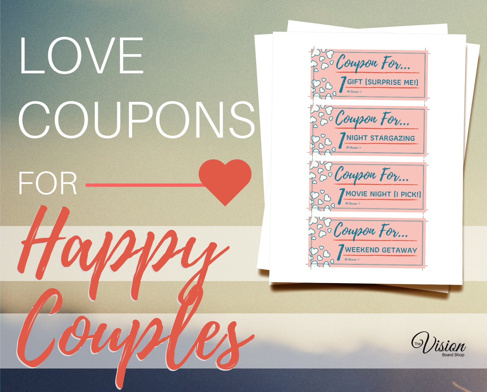 Happy Couple Love Coupons | Romance Printable | Love Vouchers | for ...