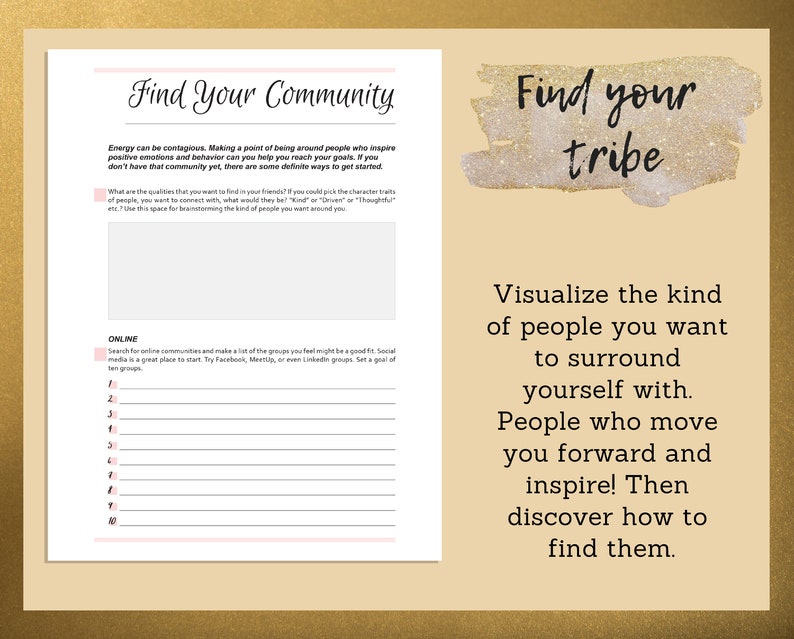 Vision Board Printables | Find Your Community | Vision Board Exercise ...