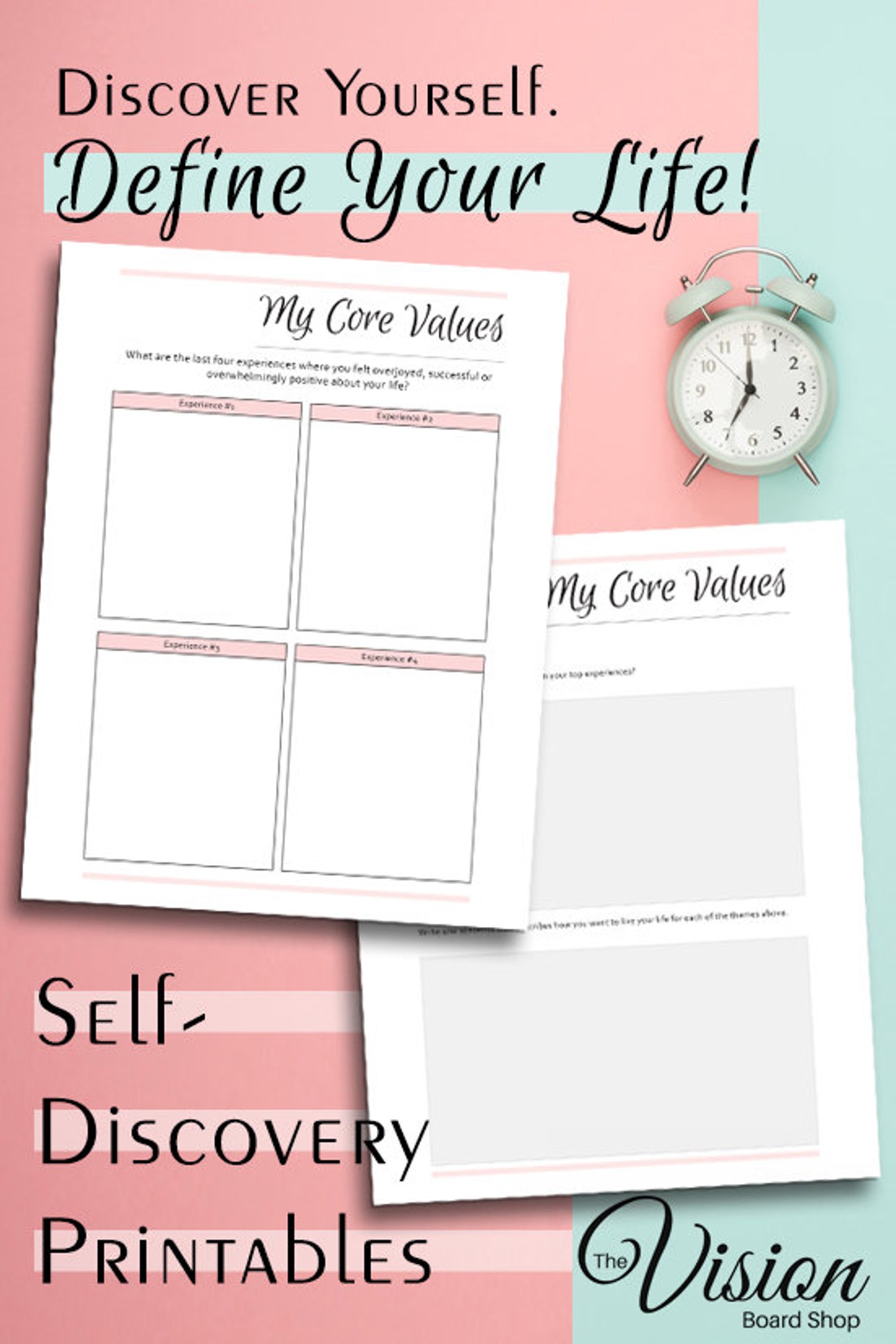 My Core Values Printables | Vision Board Activity | Self Help Journal ...