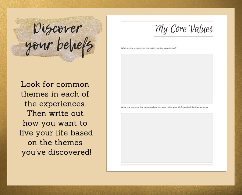 My Core Values Printables | Vision Board Activity | Self Help Journal ...