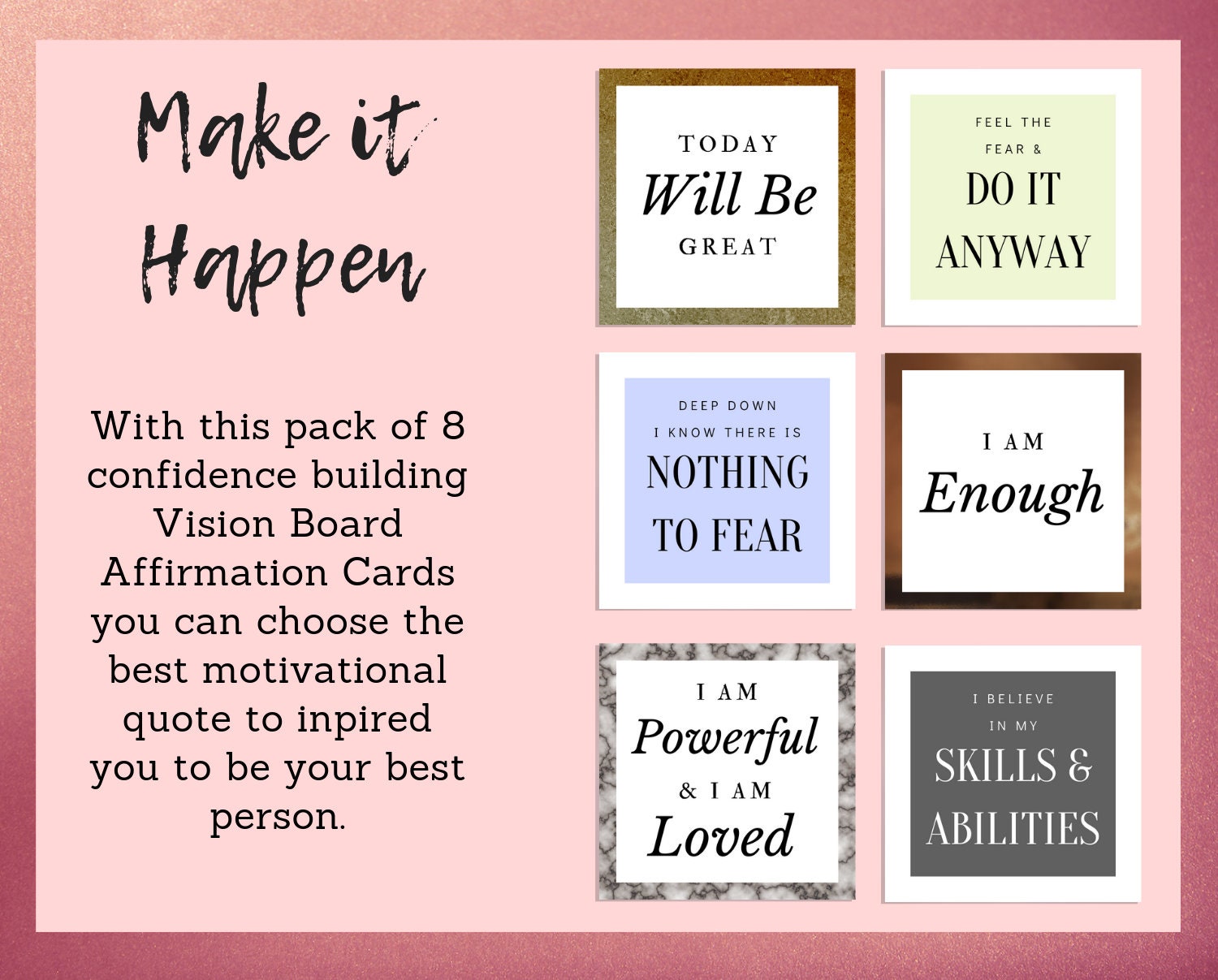 Vision Board Confidence Affirmation Cards | Goal Cards | Vision Board ...