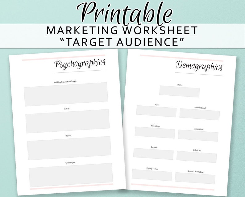 Marketing Printables | Target Audience Printables | Vision Board ...