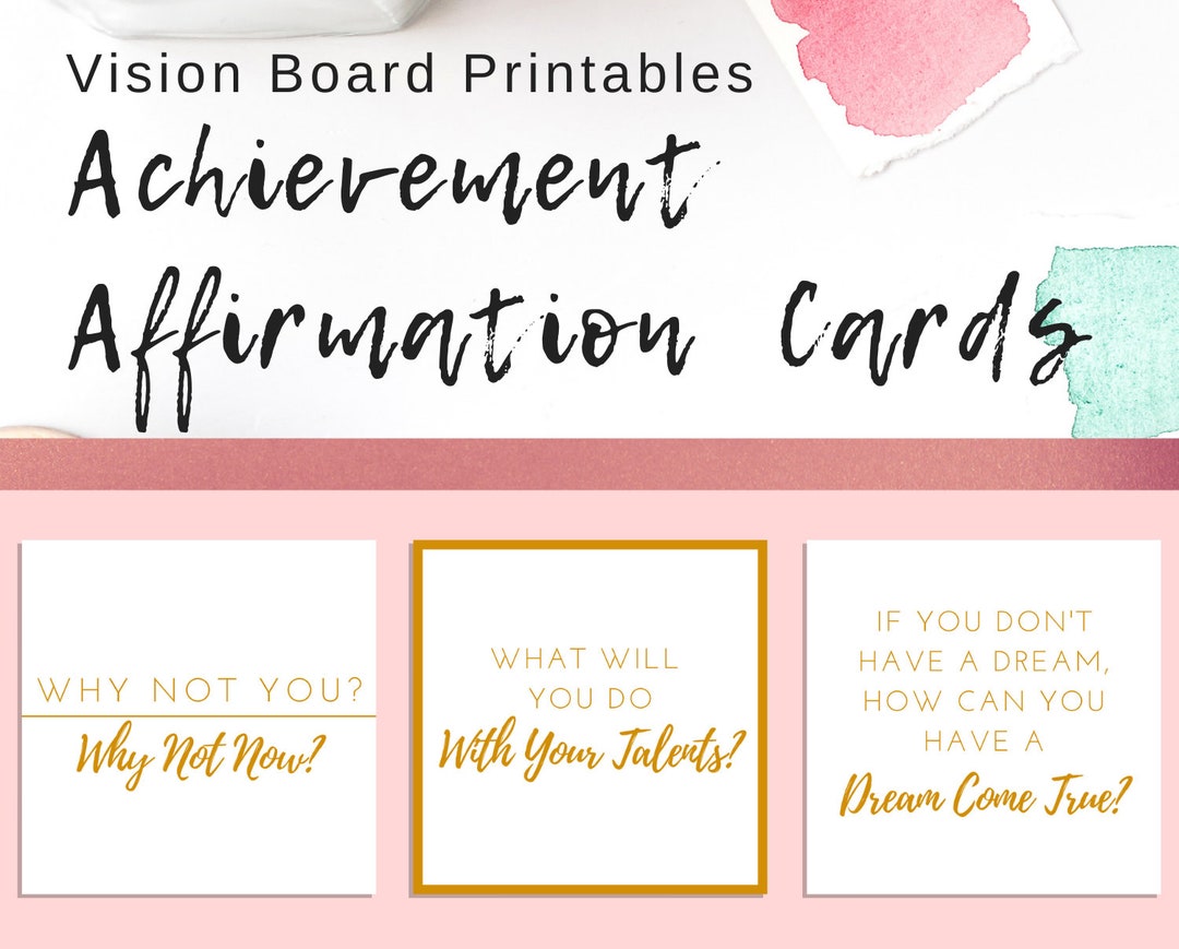 Achievement Affirmation Cards | Goal Cards | Vision Board Printables ...